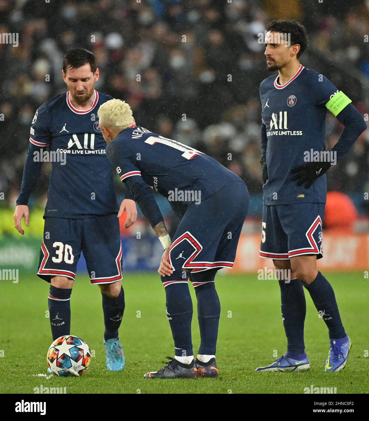 Paris, France, February 15, 2022, PSG’s Lionel Messi, Neymar and ...