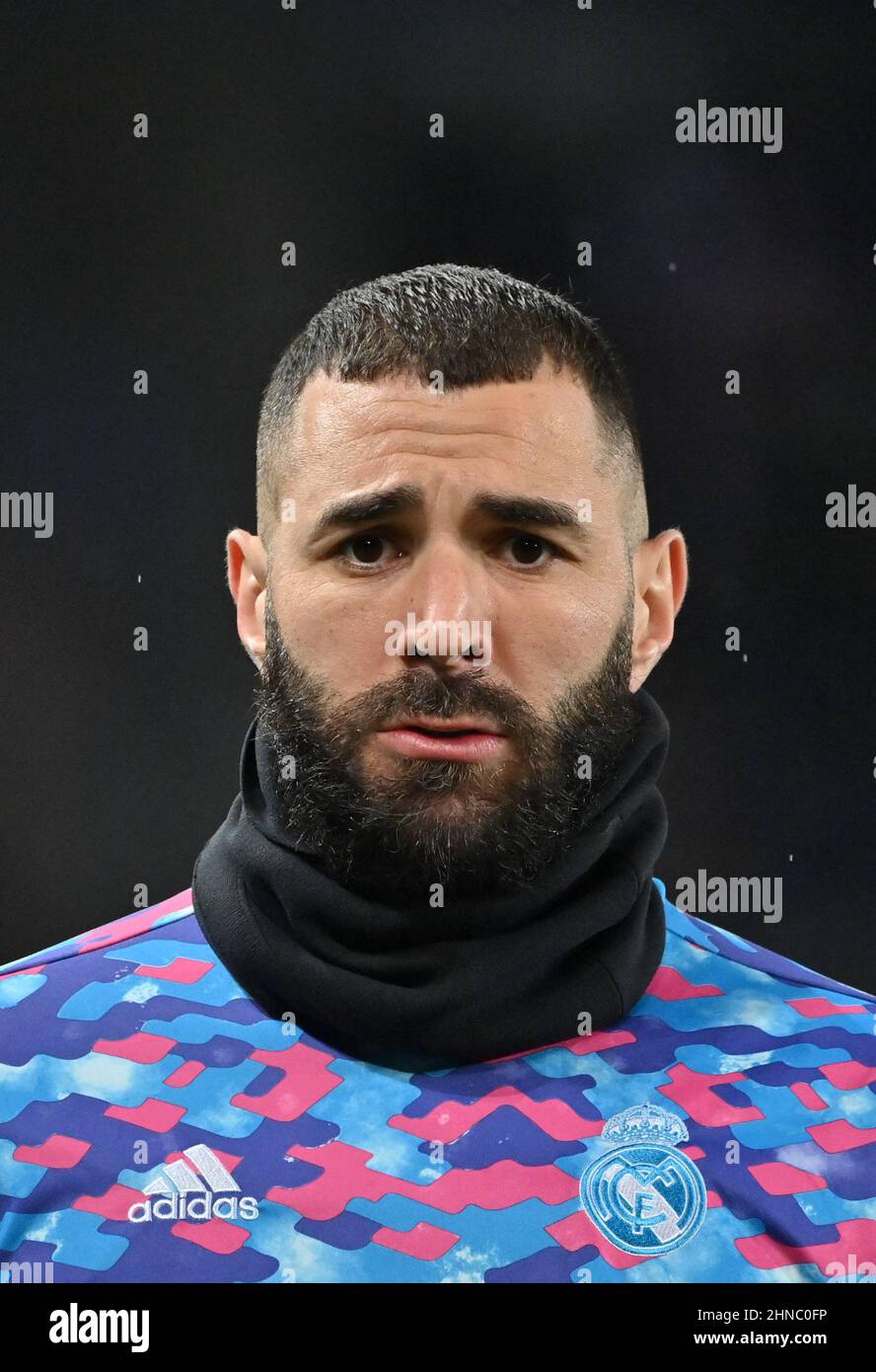 Paris, France, February 15, 2022, Real Madrid's French forward Karim ...
