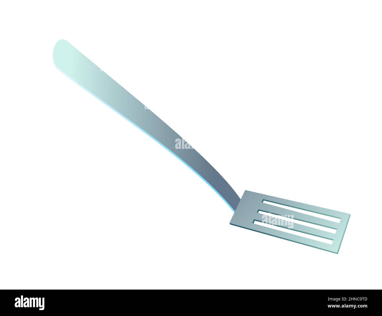 Kitchen slotted spoon for stirring food in skillet. Cartoon style ...