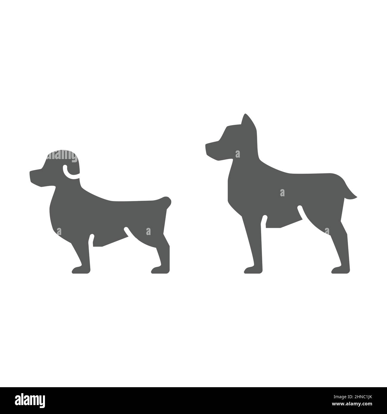Small and big dog silhouette icon. Black filled symbol Stock Vector ...