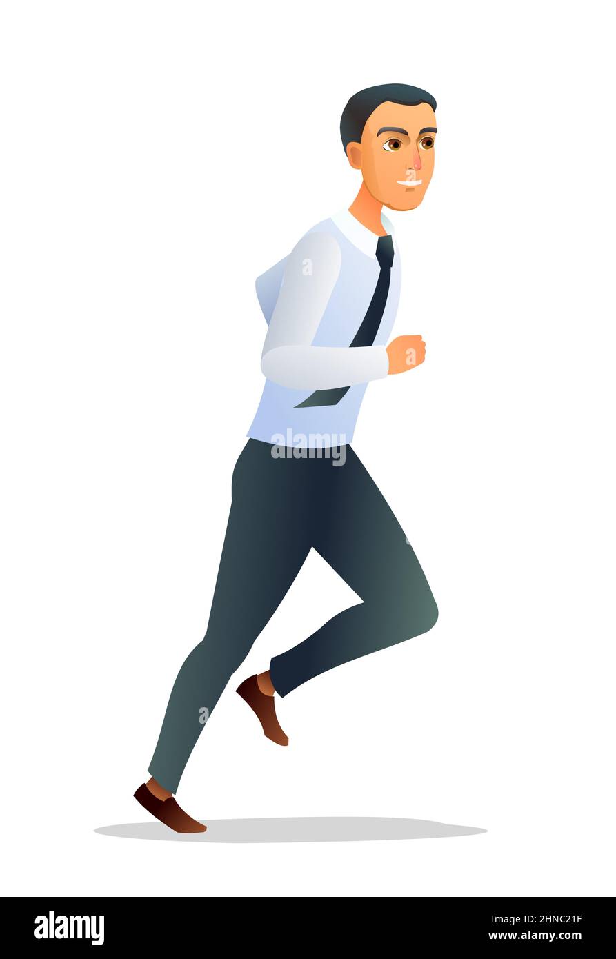 Successful one runs. Side view. Guy in shirt and tie. Male figure ...