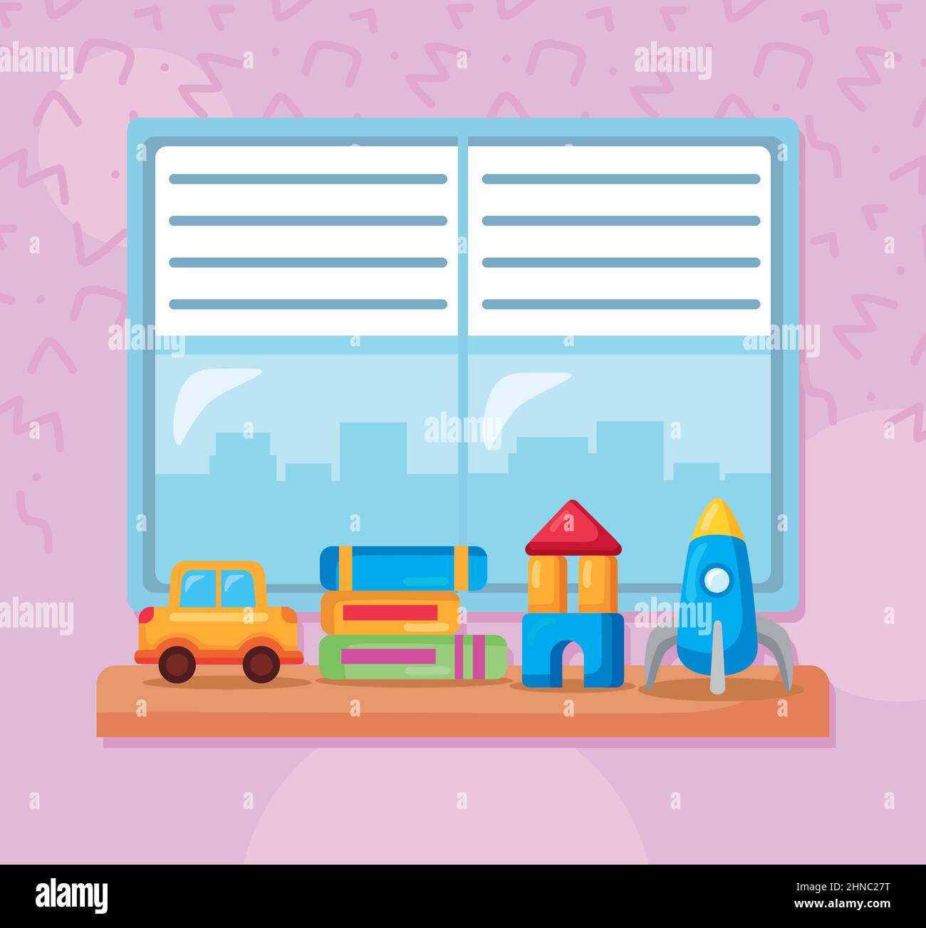 Toys in window Stock Vector Images - Alamy