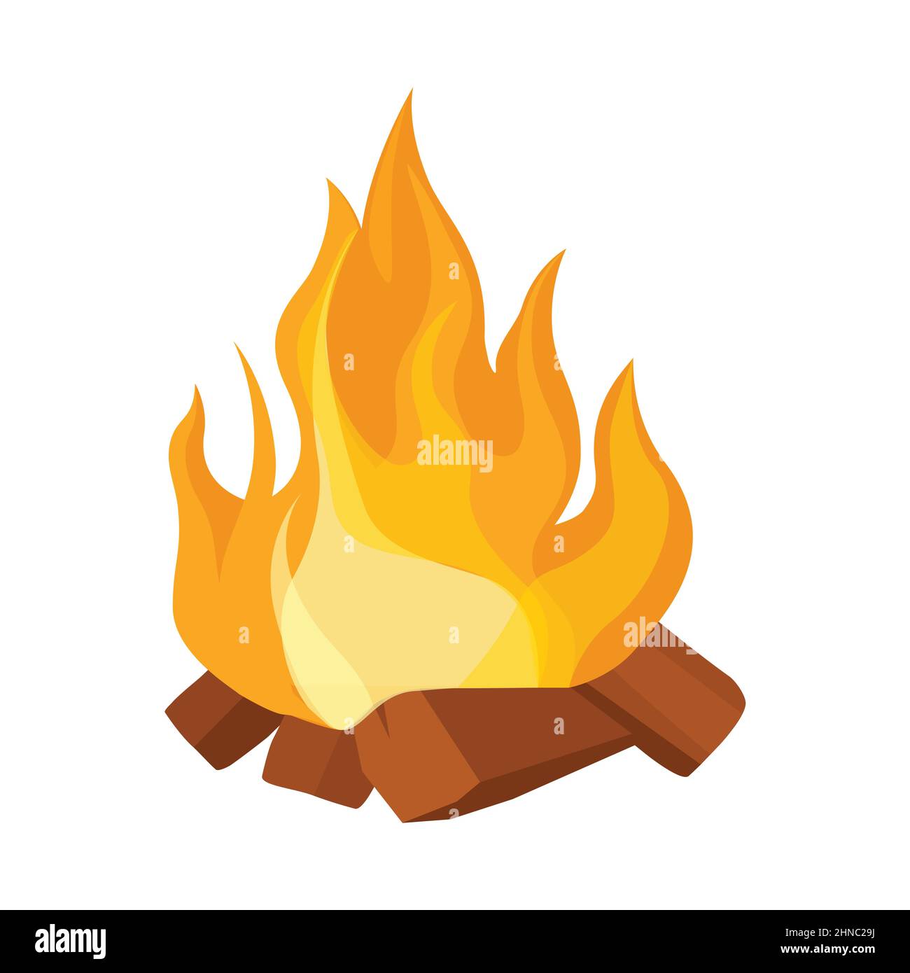 Campfire Or Fireplace Burning Woodpile Isolated On White Background
