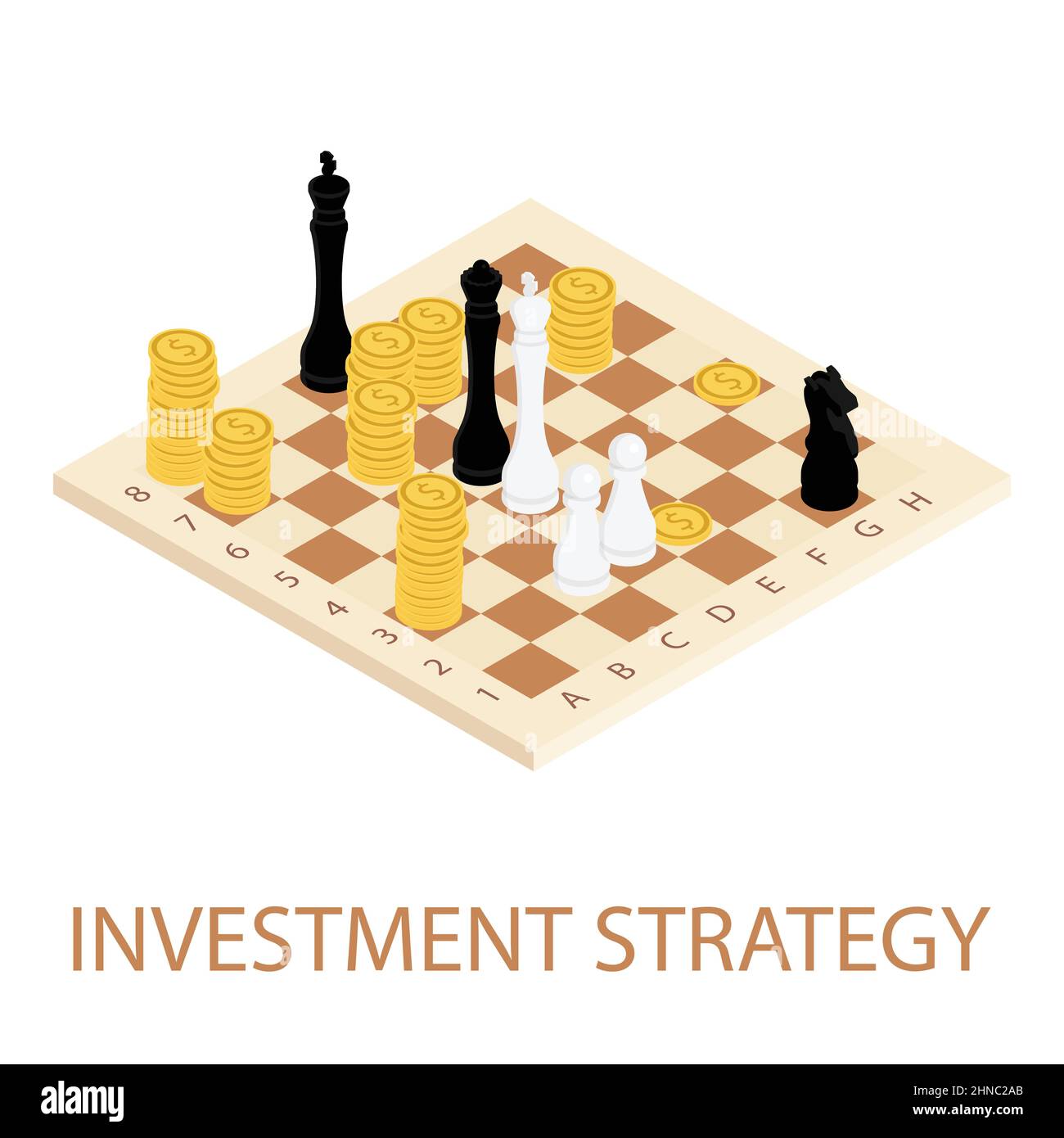 Money strategy investment concept. Money chess game business. Vector ...