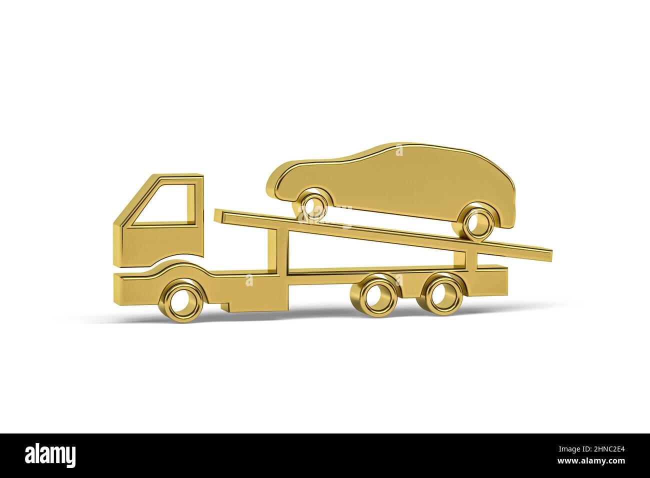 Golden 3d car transporter icon isolated on white background - 3d render ...
