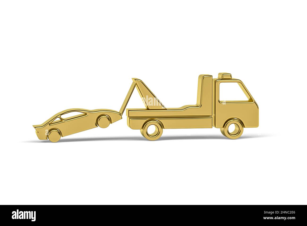 Golden 3d car transporter icon isolated on white background - 3d render ...
