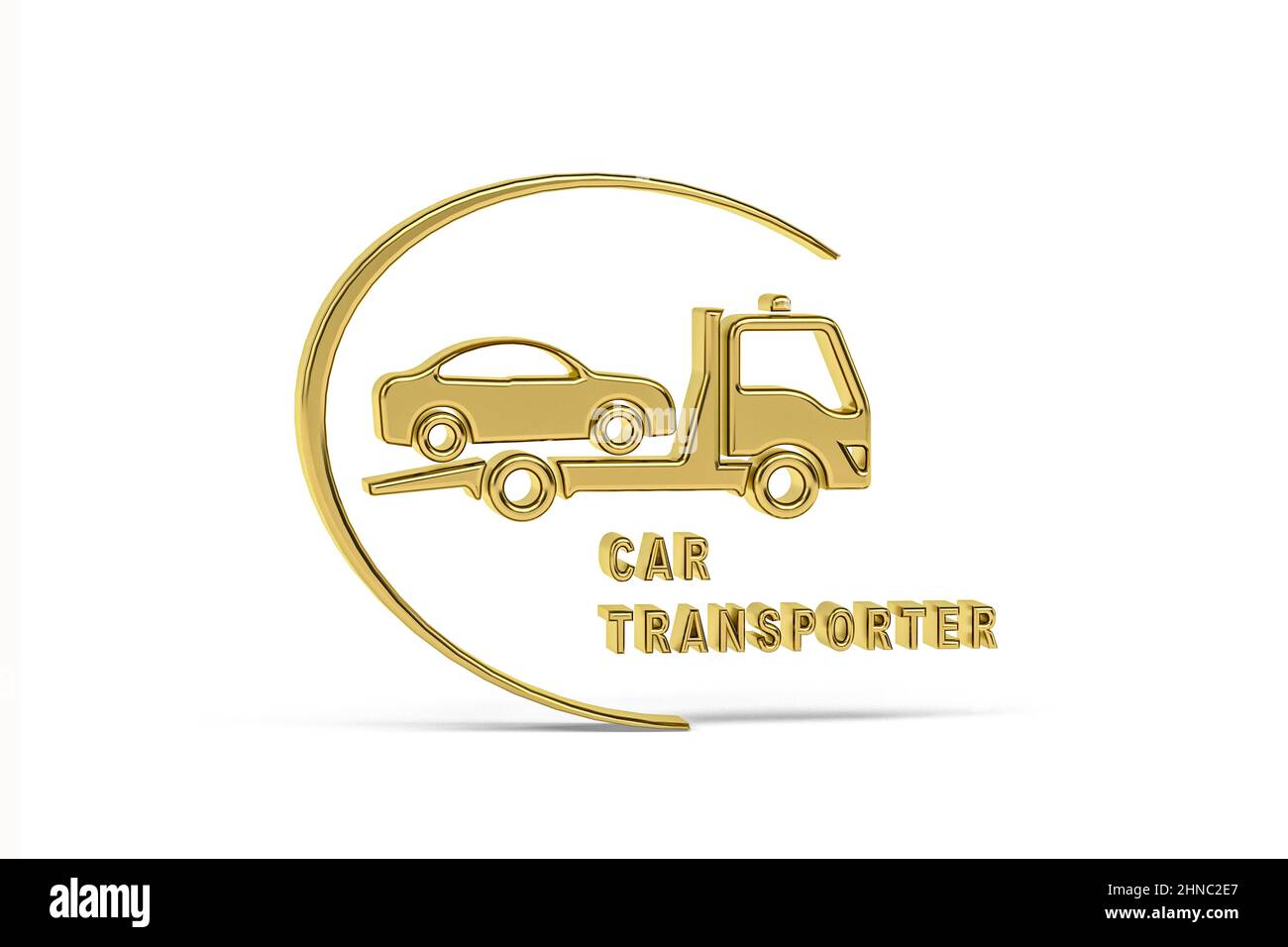 Golden 3d car transporter icon isolated on white background - 3d render ...