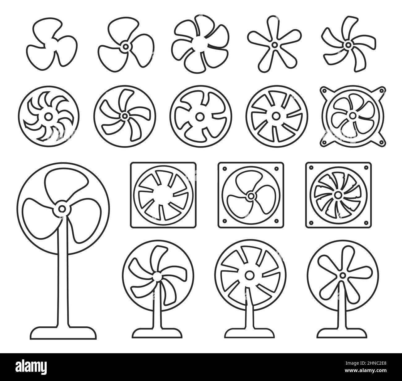Fan cooler vector icon set isolated on white background Stock Vector ...