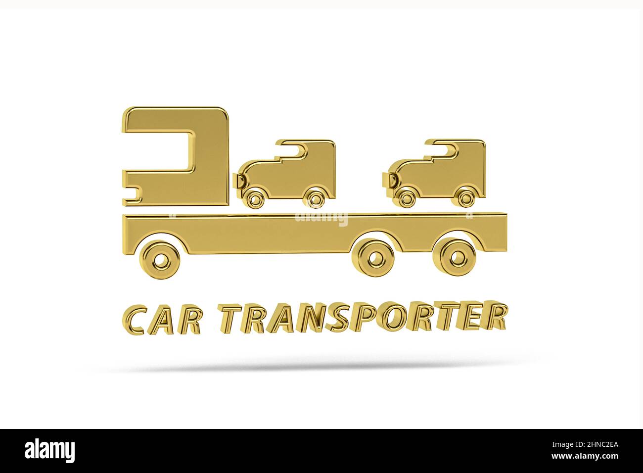Golden 3d car transporter icon isolated on white background - 3d render ...