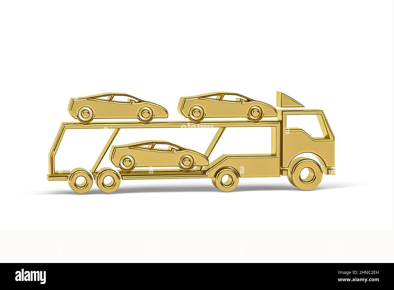 Golden 3d car transporter icon isolated on white background - 3d render ...