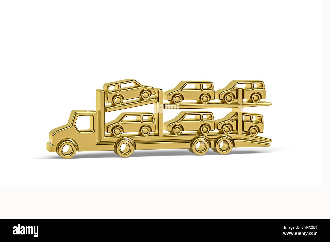 Golden 3d car transporter icon isolated on white background - 3d render ...