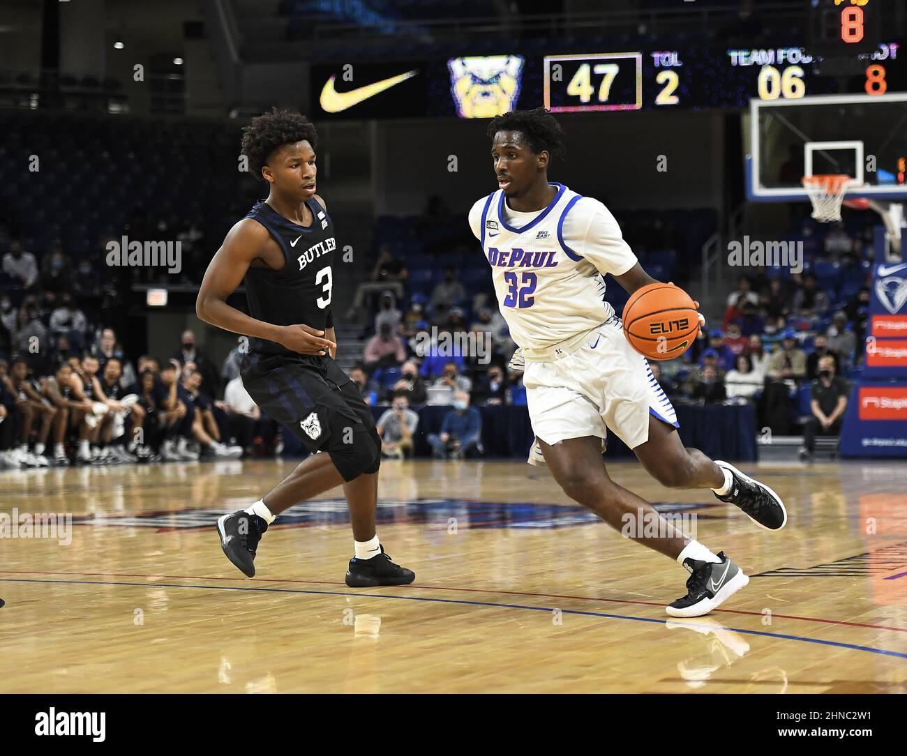Chicago, Illinois, USA. 15th Feb, 2022. DePaul Blue Demons forward ...