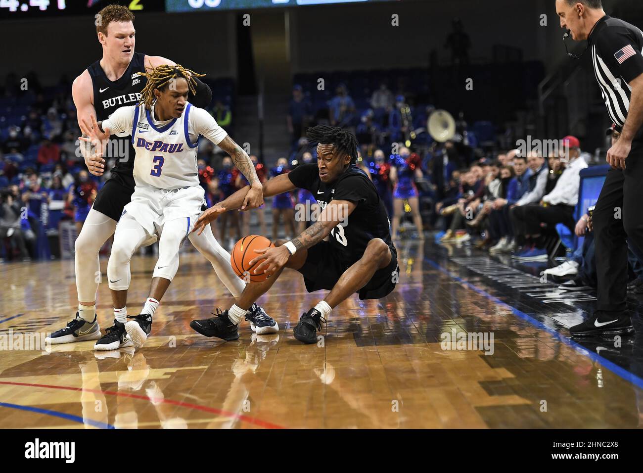 Chicago, Illinois, USA. 15th Feb, 2022. Butler Bulldogs guard Jayden ...