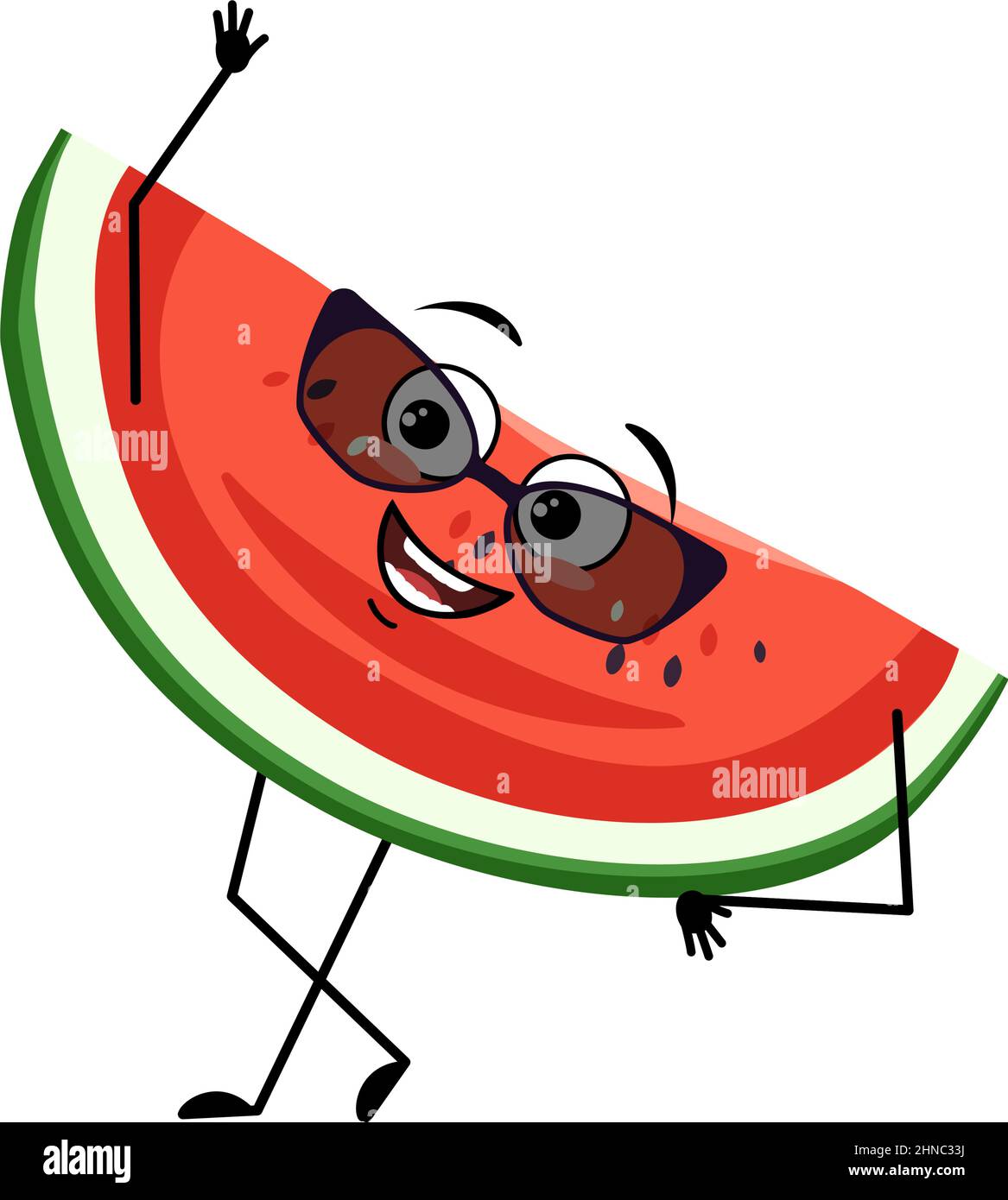 Watermelon character with happy emotion with glasses, joyful face ...