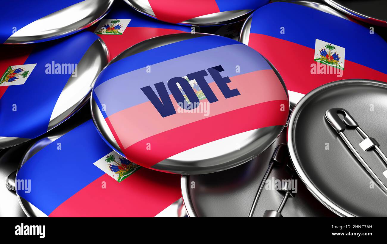 Vote in Haiti - national flag of Haiti on dozens of pinback buttons ...