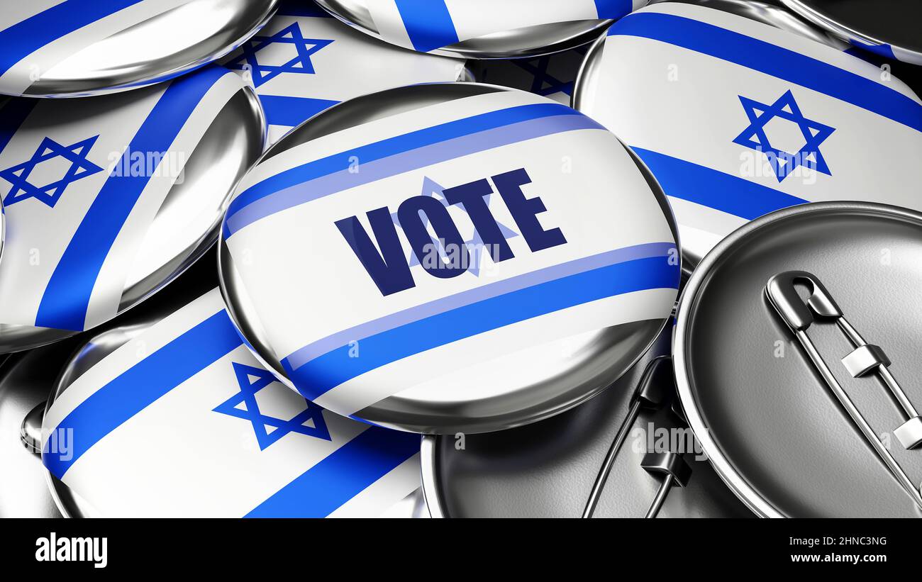 Vote in Israel - national flag of Israel on dozens of pinback buttons ...