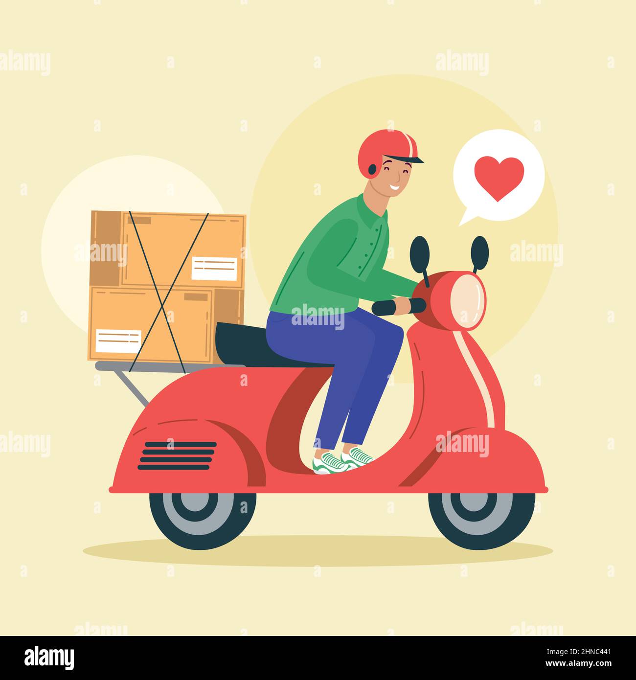 delivery worker in motorcycle character Stock Vector Image & Art - Alamy