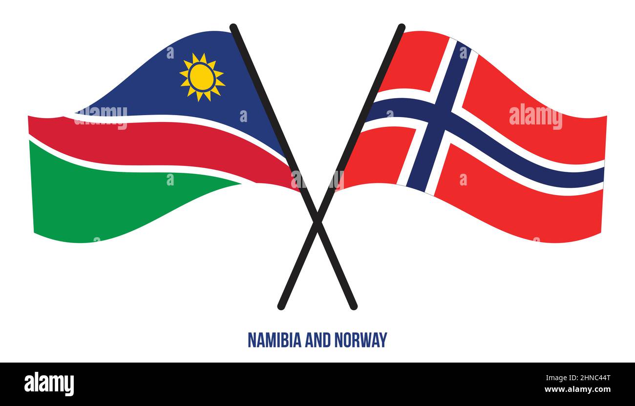 Namibia and Norway Flags Crossed And Waving Flat Style. Official ...