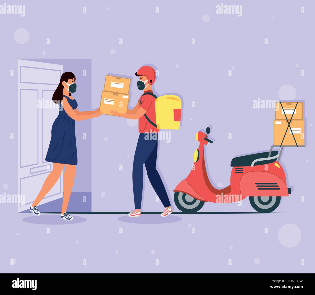 delivery worker and client characters Stock Vector Image & Art - Alamy