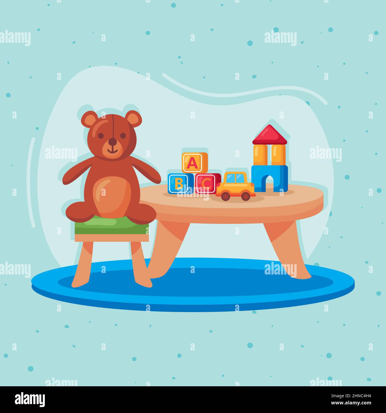 kindergarten table with toys icons Stock Vector Image & Art - Alamy