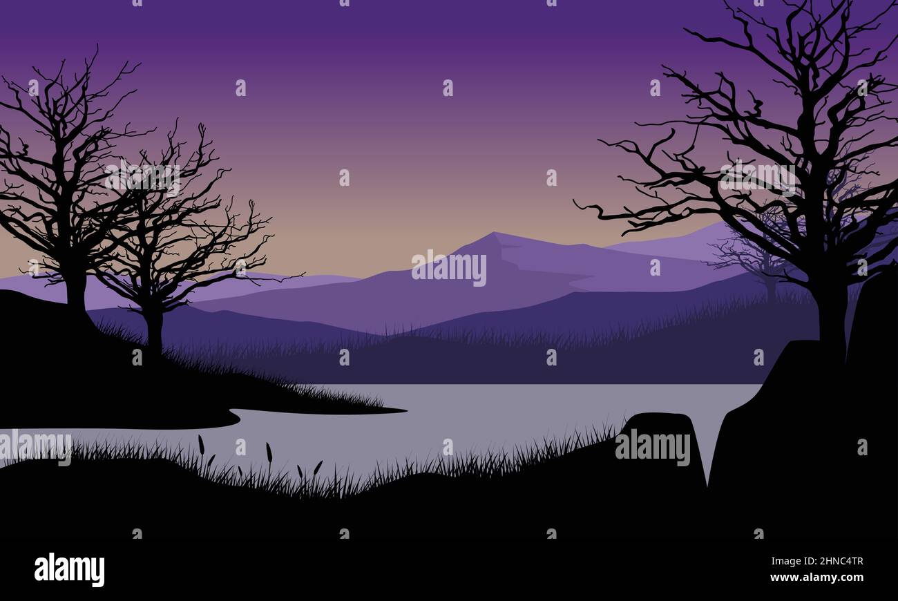 View from cliff sunrise Stock Vector Images - Alamy