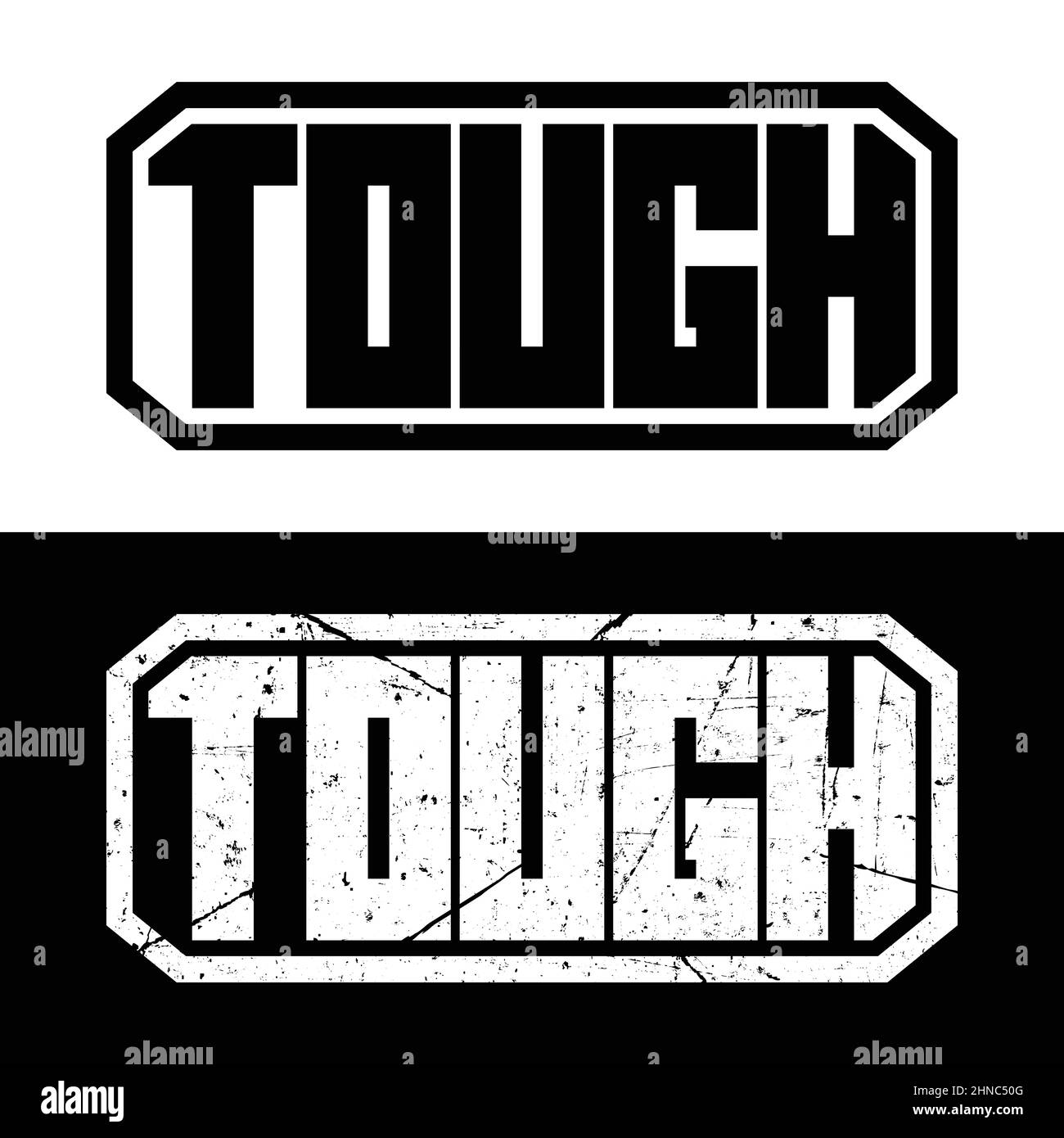 TOUGH Word Emblem Digital Typography Logo Illustration Set Stock 