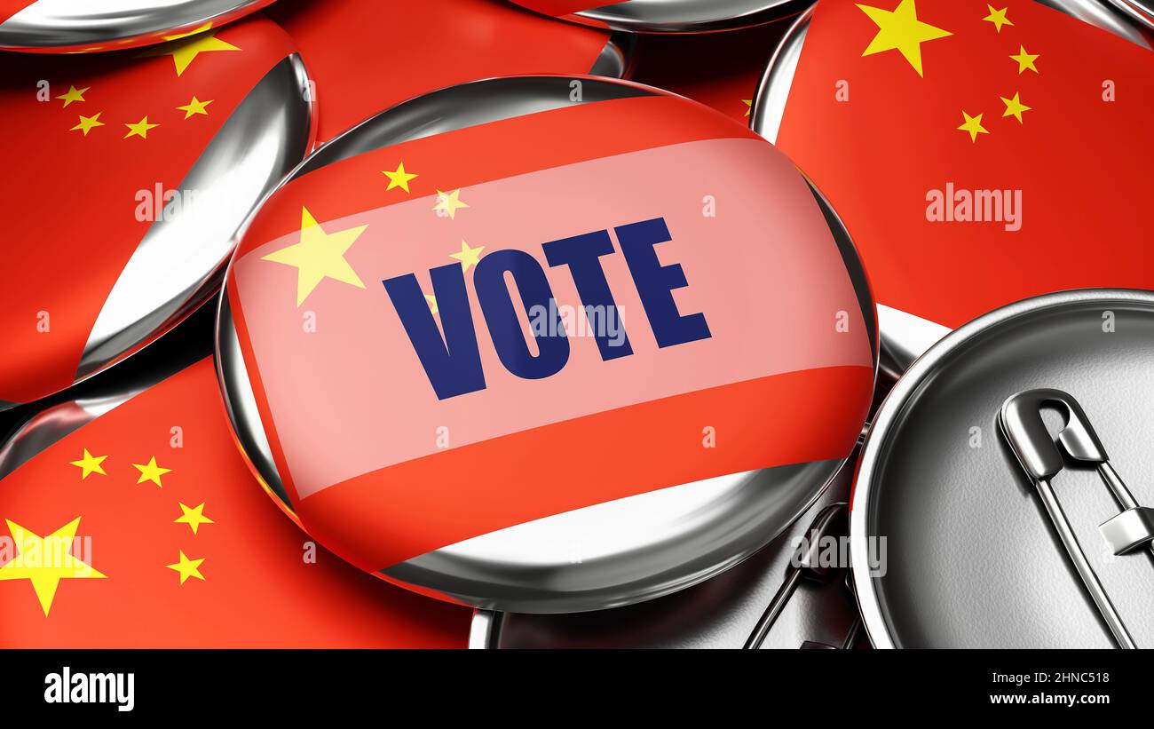 Vote in China - national flag of China on dozens of pinback buttons ...