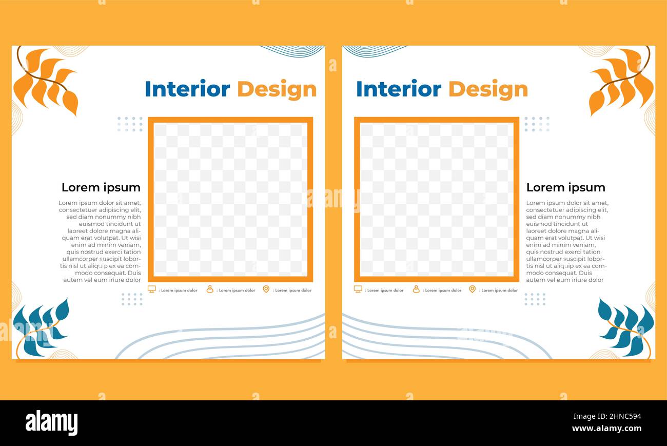 abstract hand drawn social media post template design Stock Photo - Alamy