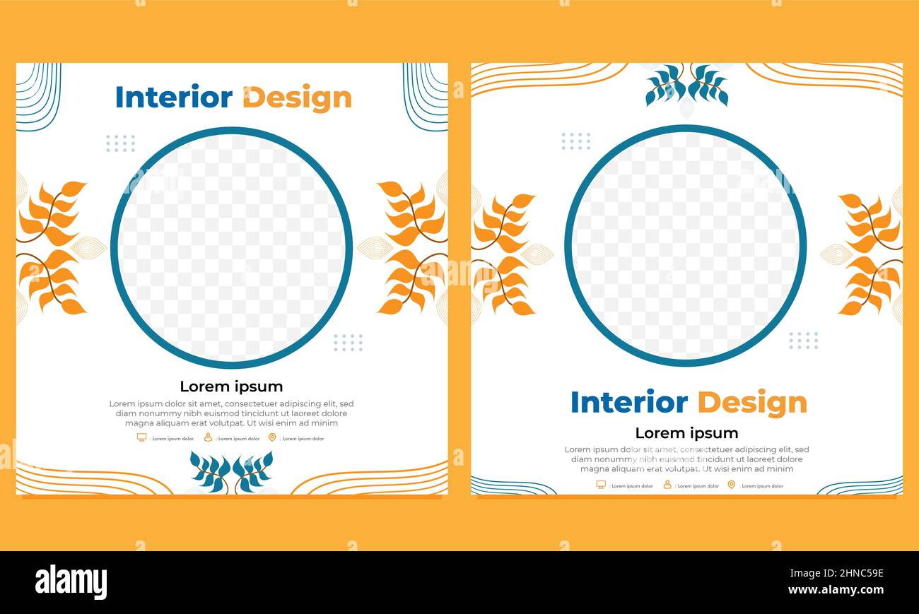 abstract hand drawn social media post template design Stock Photo - Alamy