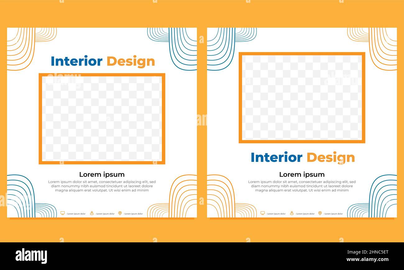 abstract hand drawn social media post template design Stock Photo - Alamy