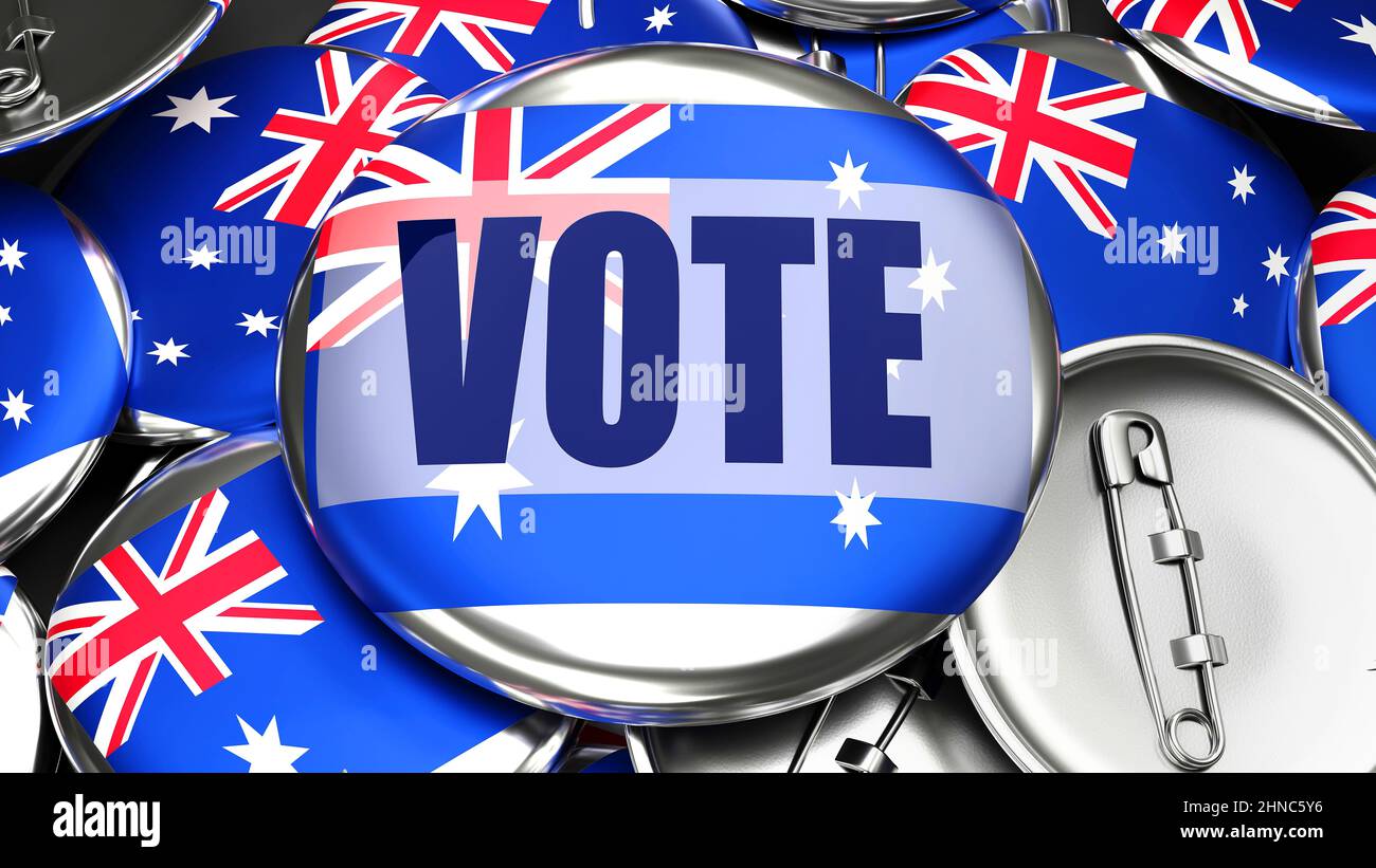 Australia and Vote - dozens of pinback buttons with a flag of Australia ...