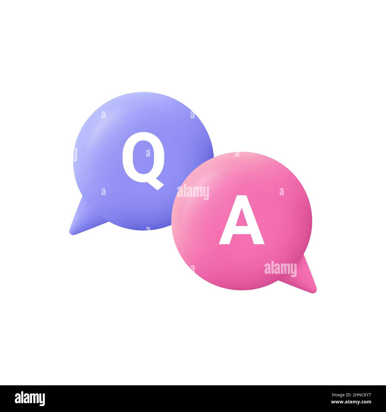 Speech bubble with q and a letters, questions and answers, faq chat. 3d vector icon. Cartoon ...