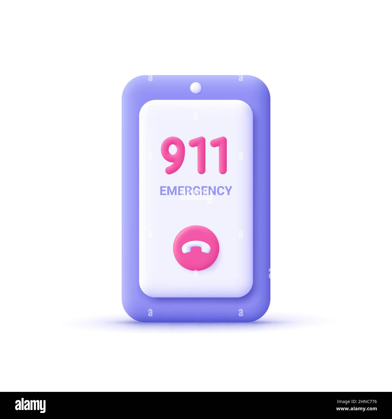 Smartphone. Call 911, emergency call, hotline service. 3d vector icon ...
