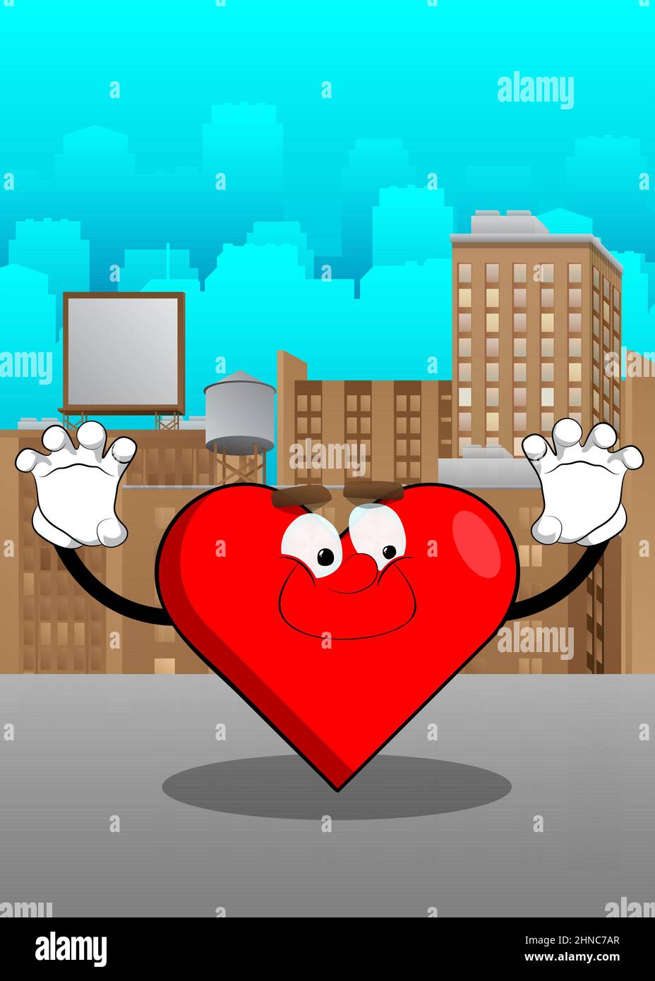 Heart Shape with is trying to scare you as a cartoon character, funny ...
