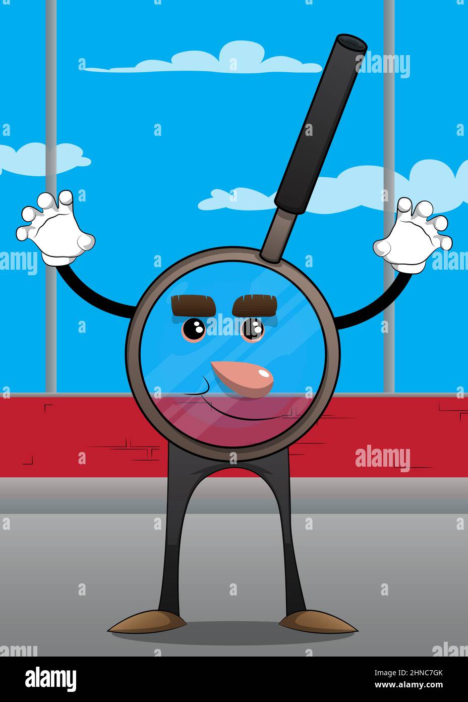 Magnifier is trying to scare you. Cartoon Character science research ...