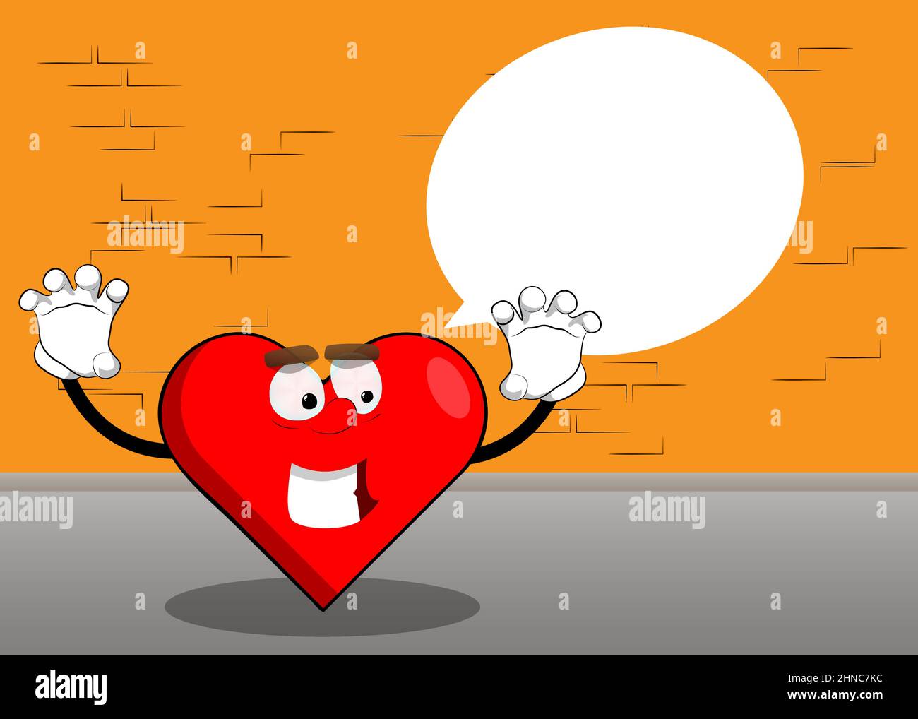 Heart Shape with is trying to scare you as a cartoon character, funny ...