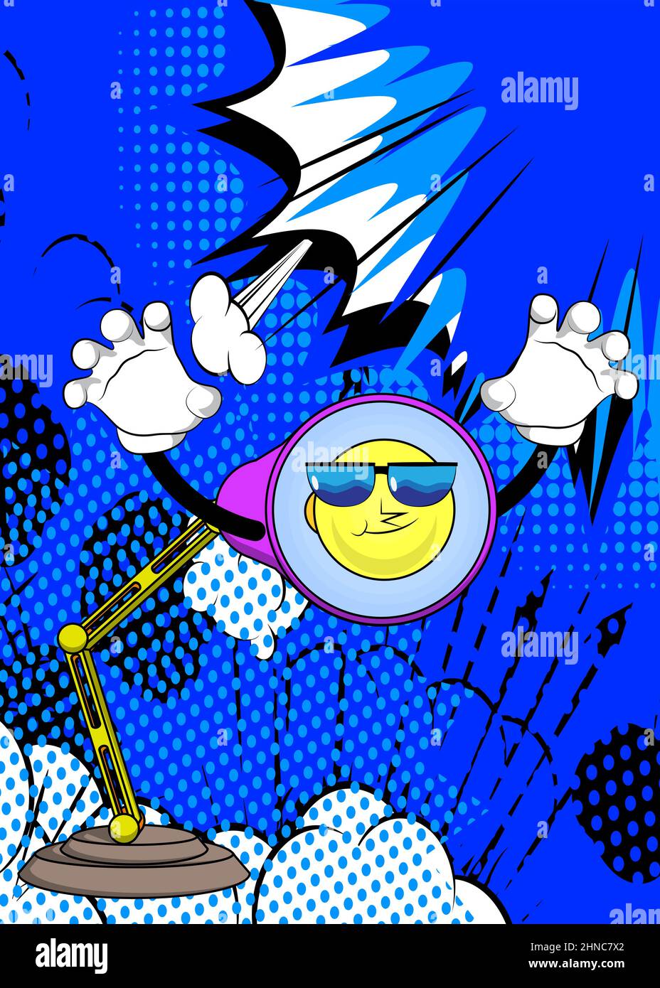 Night Table Lamp is trying to scare you. Office Light cartoon character ...