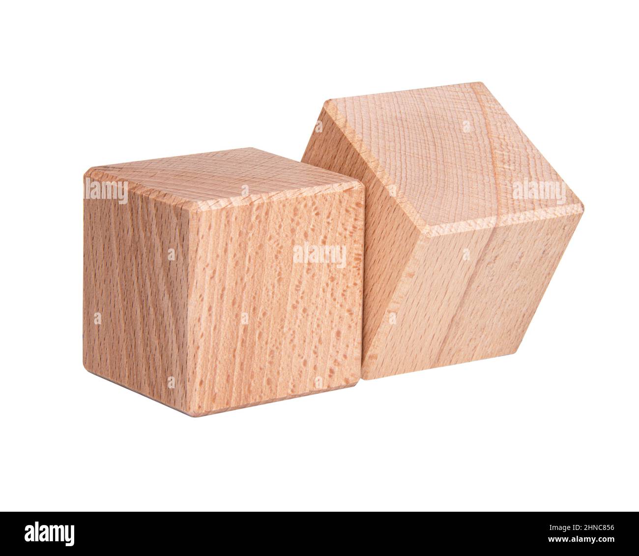 Wooden cube geometric bricks isolated on the white background Stock ...