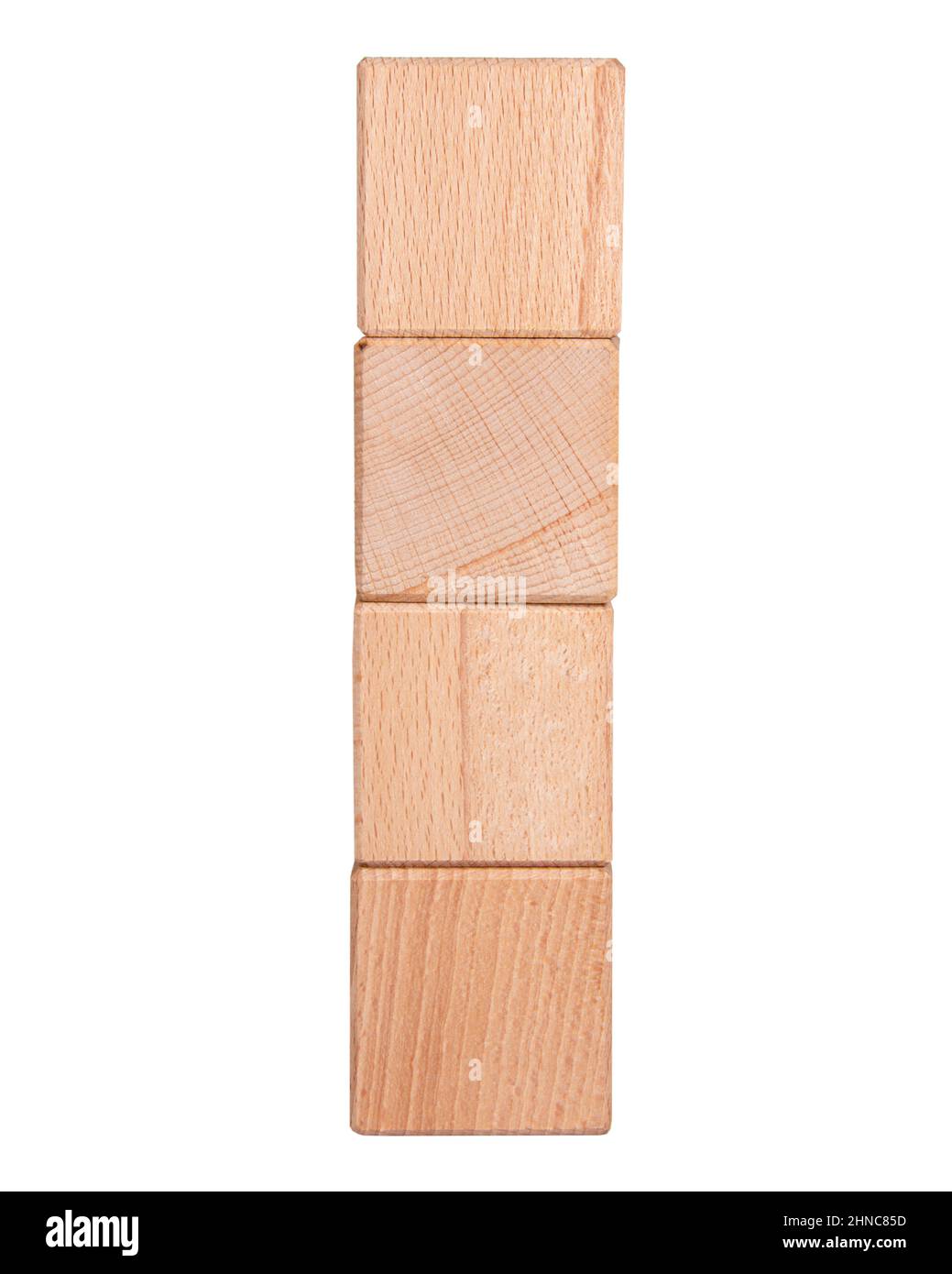 Wooden cube geometric bricks tower isolated on the white background ...