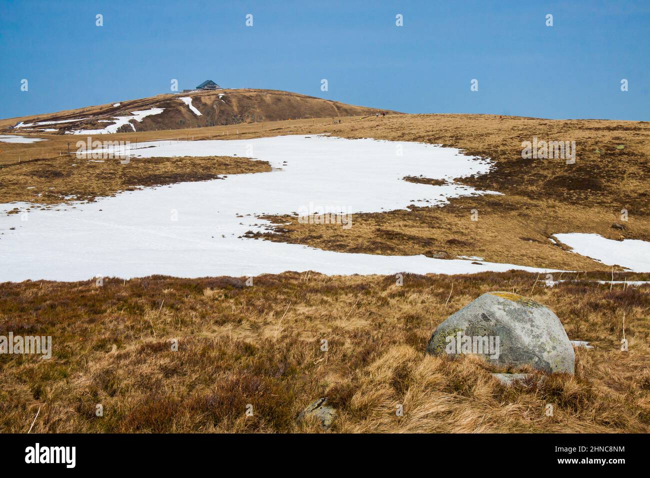 Peak of the Hohneck in the mountain range of Vosges France at the end ...