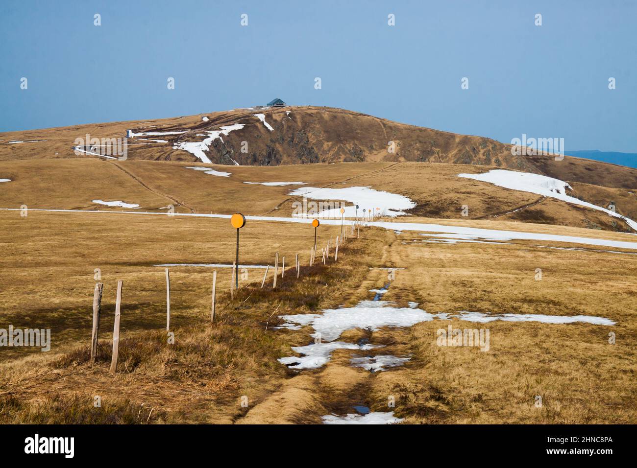 Peak of the Hohneck in the mountain range of Vosges France at the end ...