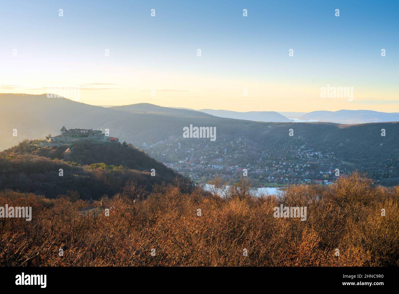 Mountain landscape featuring Visegrád castle, Hungary Stock Photo - Alamy