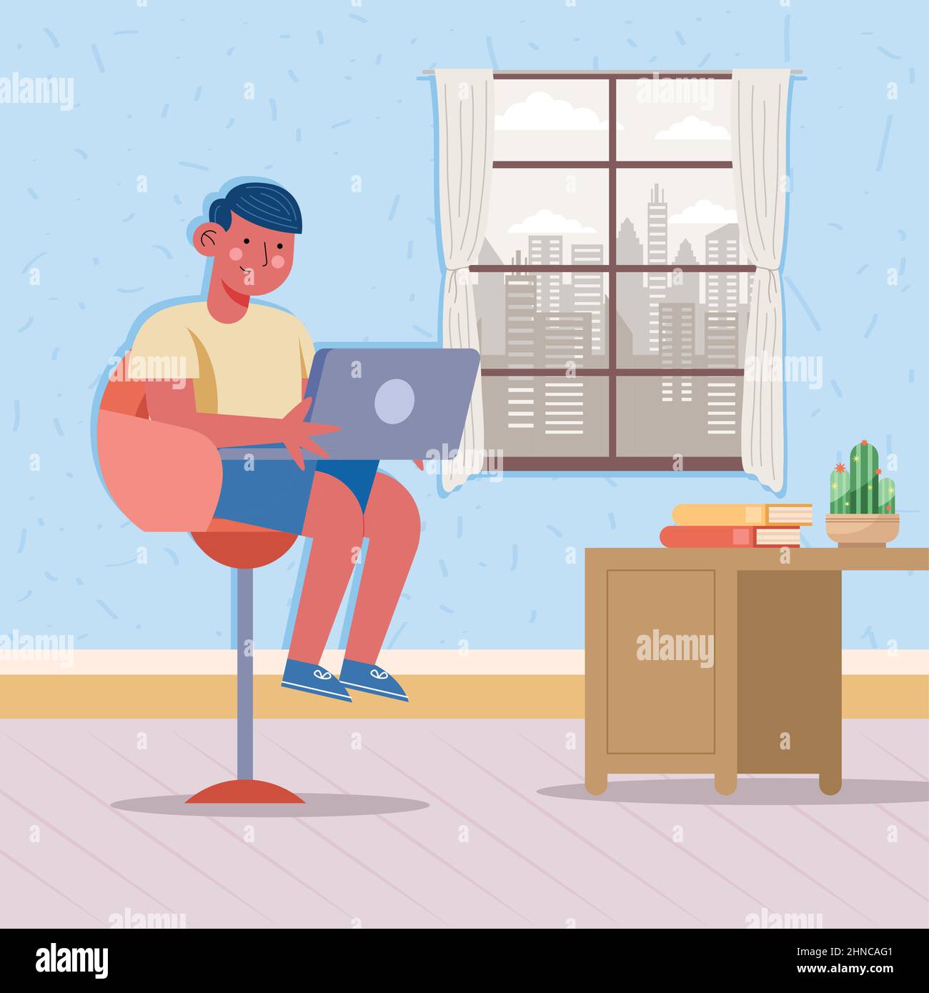 student boy with laptop elearning Stock Vector Image & Art - Alamy