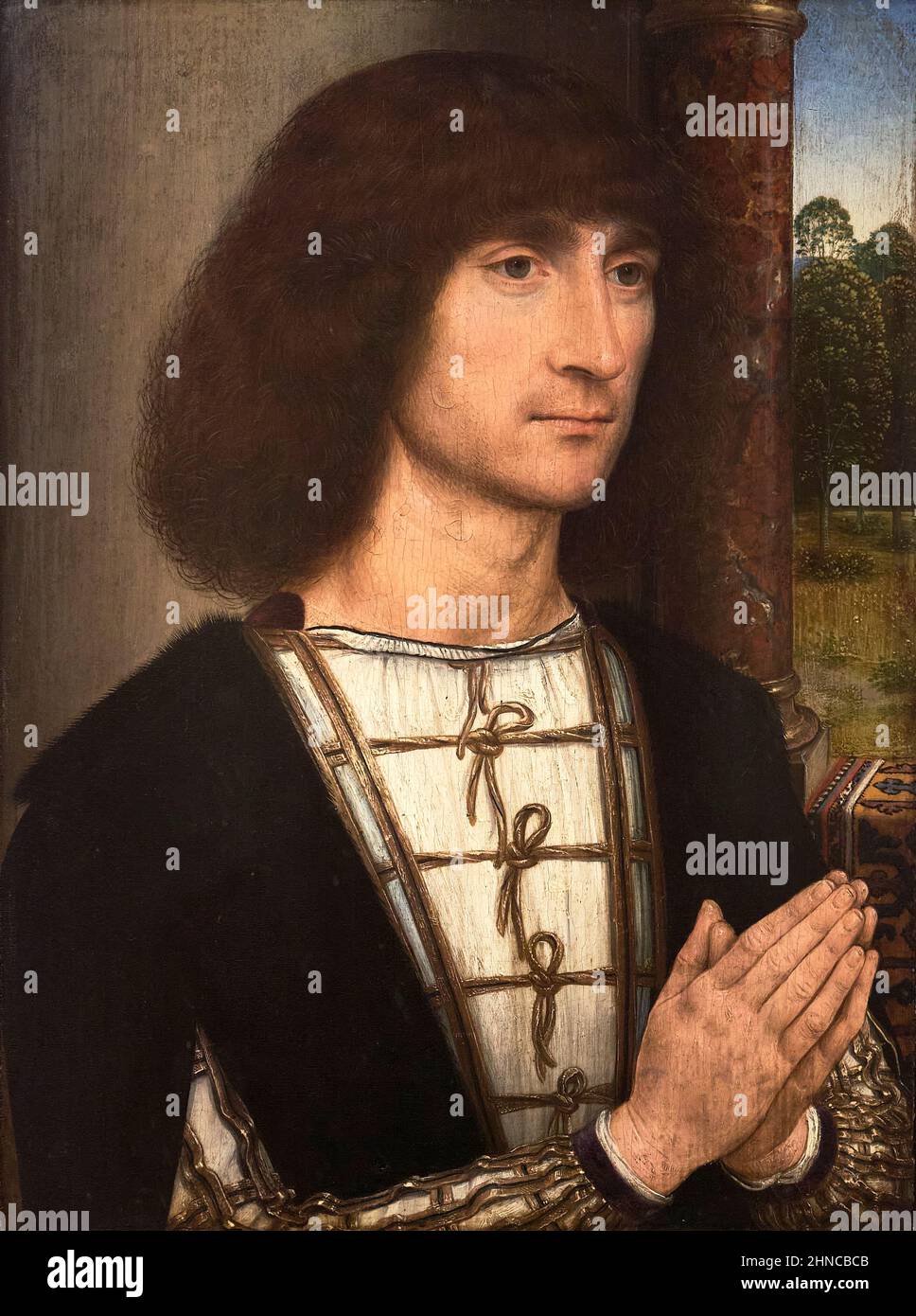 Hans Memling. Portrait of a Young Man praying (recto). ca. 1485. Oil on ...