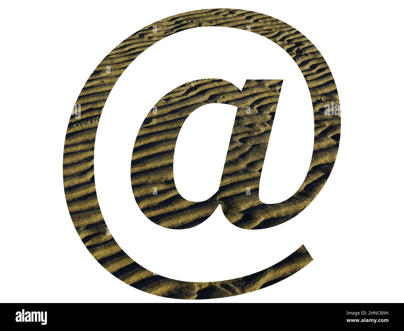 email sing, at sign of the alphabet made with ridges from the beach ...