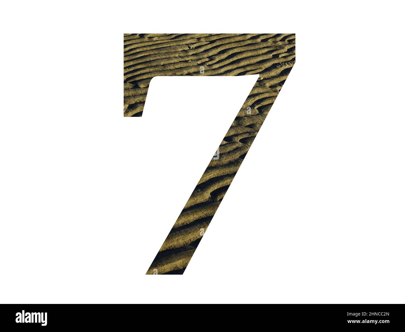 number 7 of the alphabet made with ridges from the beach, color yellow ... number 7 of the alphabet made with ridges from the beach, color yellow ...