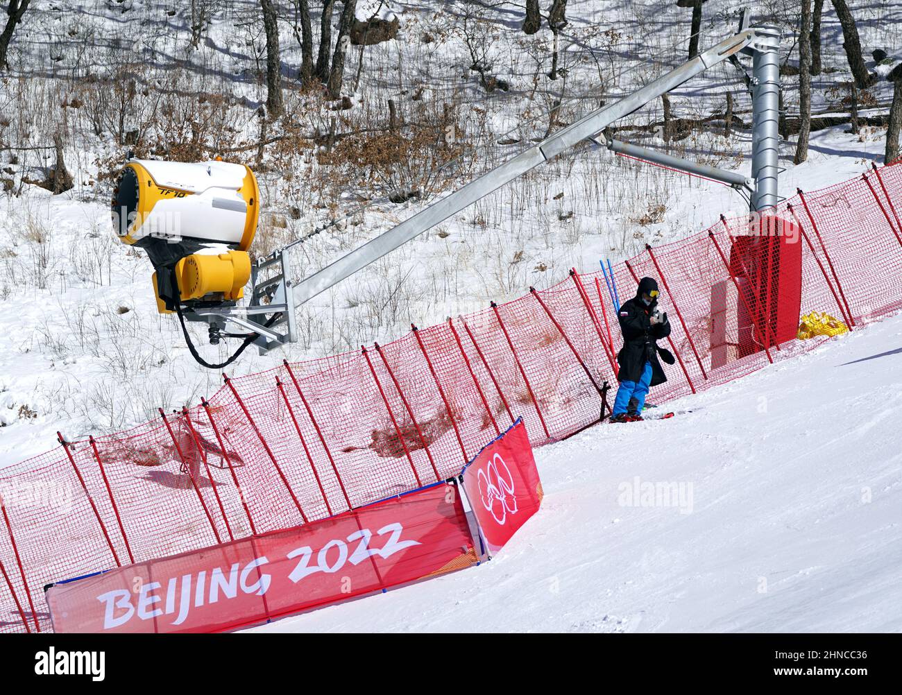 A general view of a television camera on day twelve of the Beijing 2022 ...