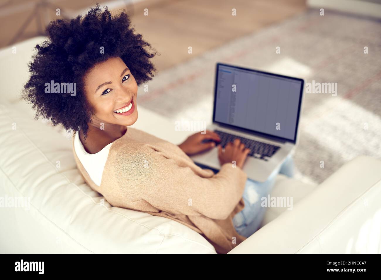 African american laptop screen hi-res stock photography and images - Alamy