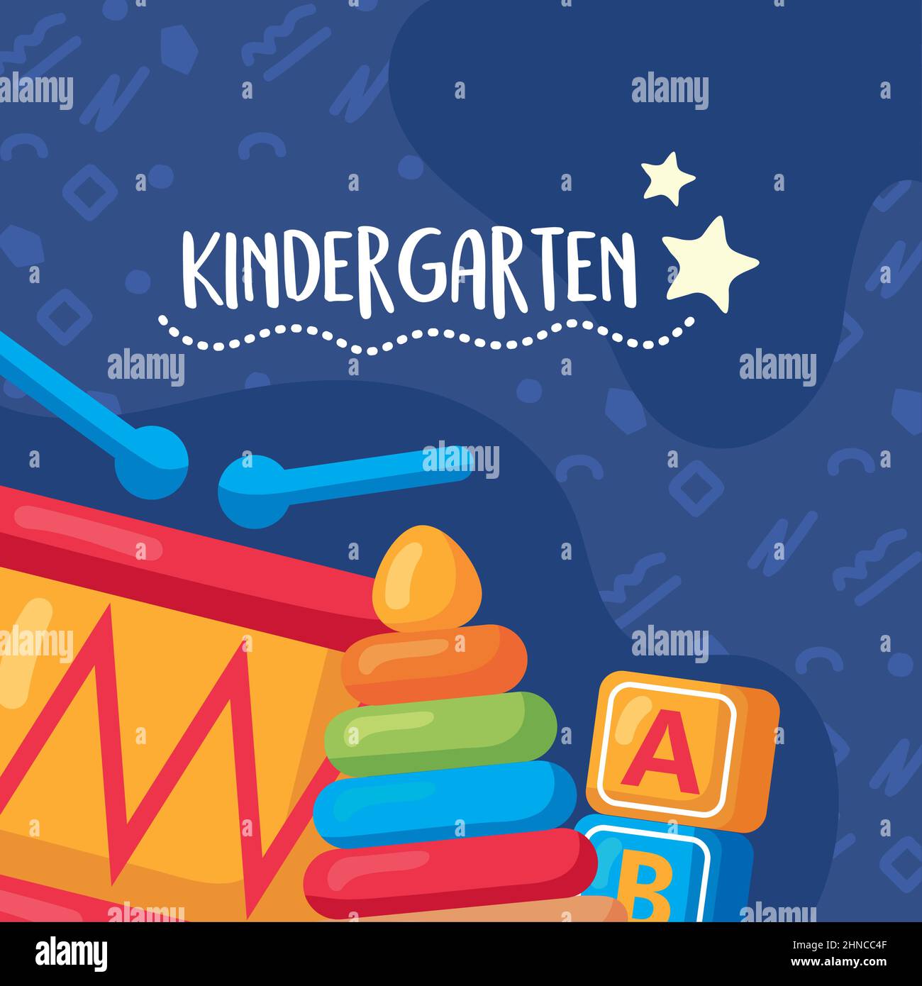 kindergarten lettering and toys icons Stock Vector Image & Art - Alamy