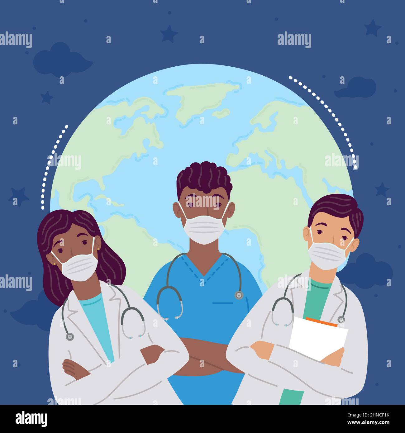 earth planet and medical staff characters Stock Vector Image & Art - Alamy